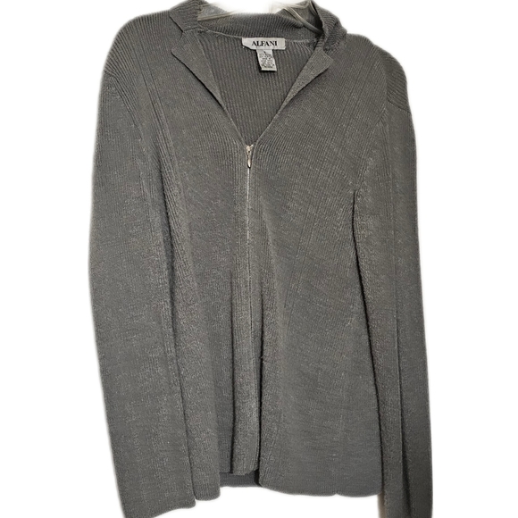 Alfani | Sweaters | Alfani Grey Zip Up Ribbed Sweater | Poshmark